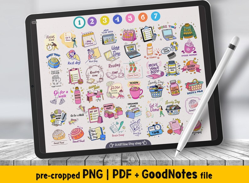 Cute Cozy Stickers for Morning Routine Bujo Planner, Goodnotes Digital ...