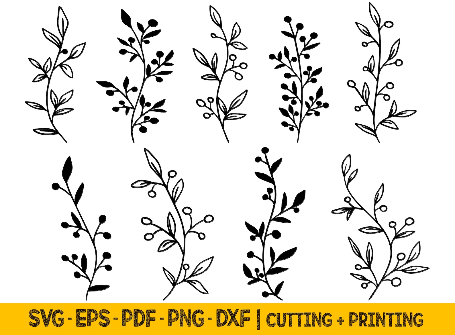Branch Leaves Svg Cut File, Plant Svg Bundle, Botanical Svg Files for ...