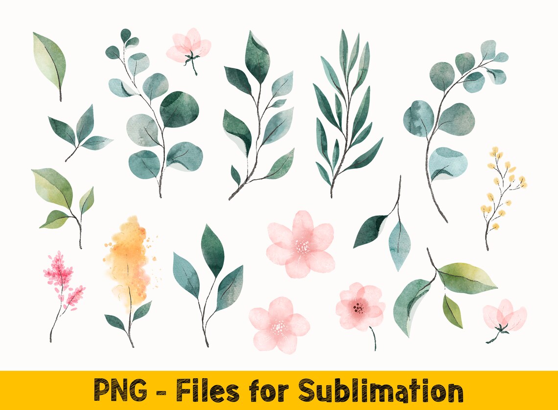 Watercolor Flowers Png Files for Sublimation Retro Png Floral - Etsy
