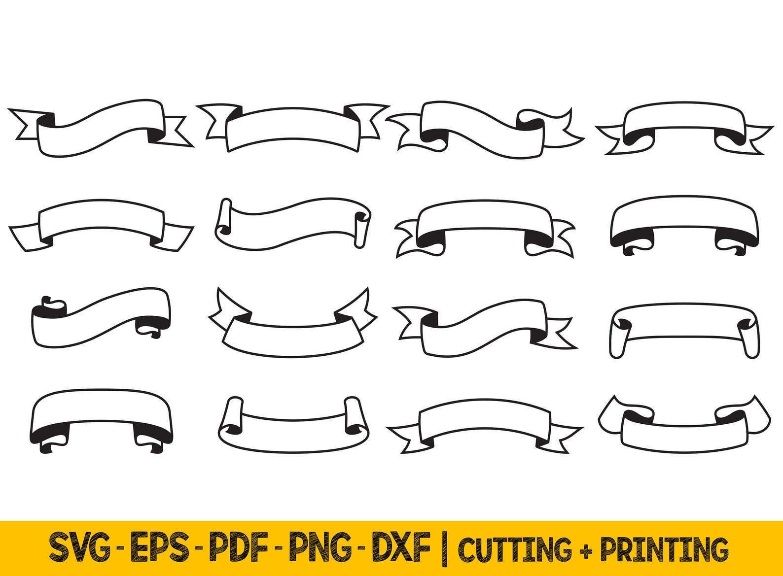 Banner SVG Cut Files: Ribbon Template Bundle (digital Download) - Etsy