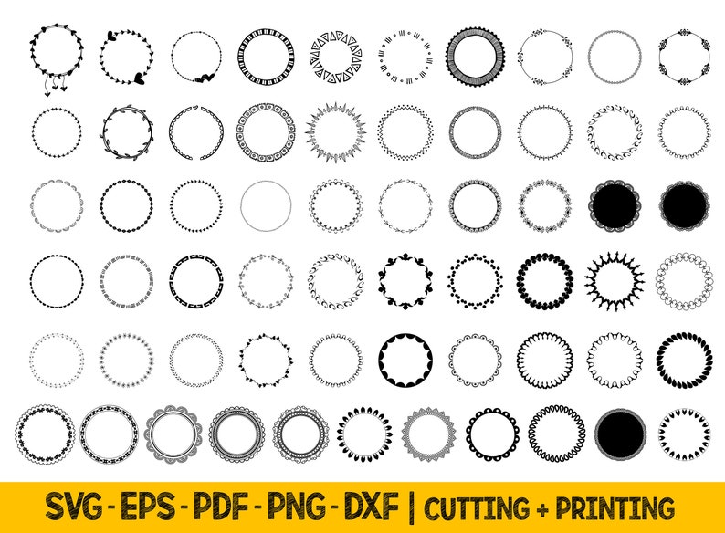 Floral Wreath Circle Frame SVG Bundle (digital Download) - Etsy