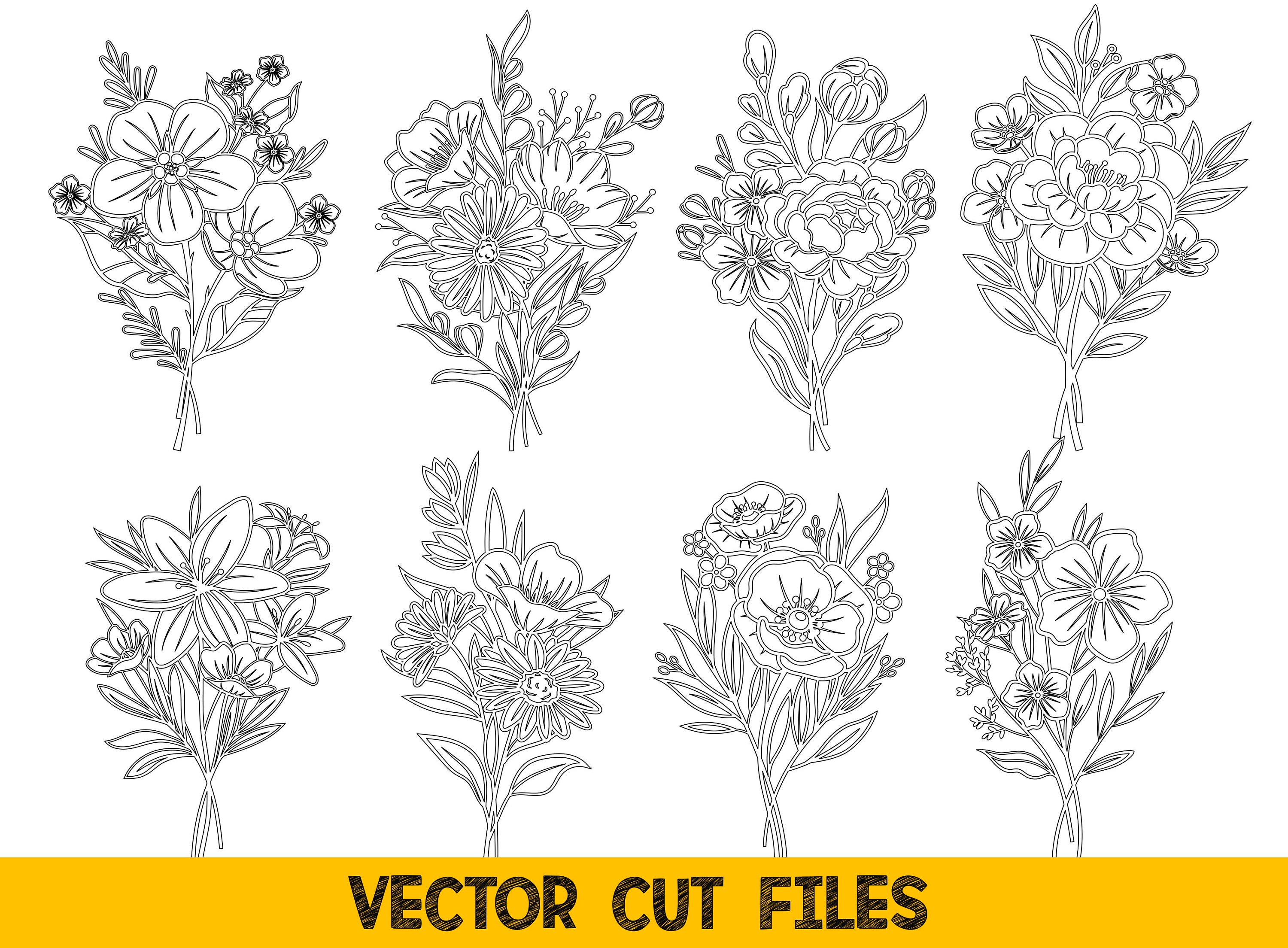 Flower Bouquet Svg Files for Cricut, Flowers Svg Bundle, Laser Cut ...