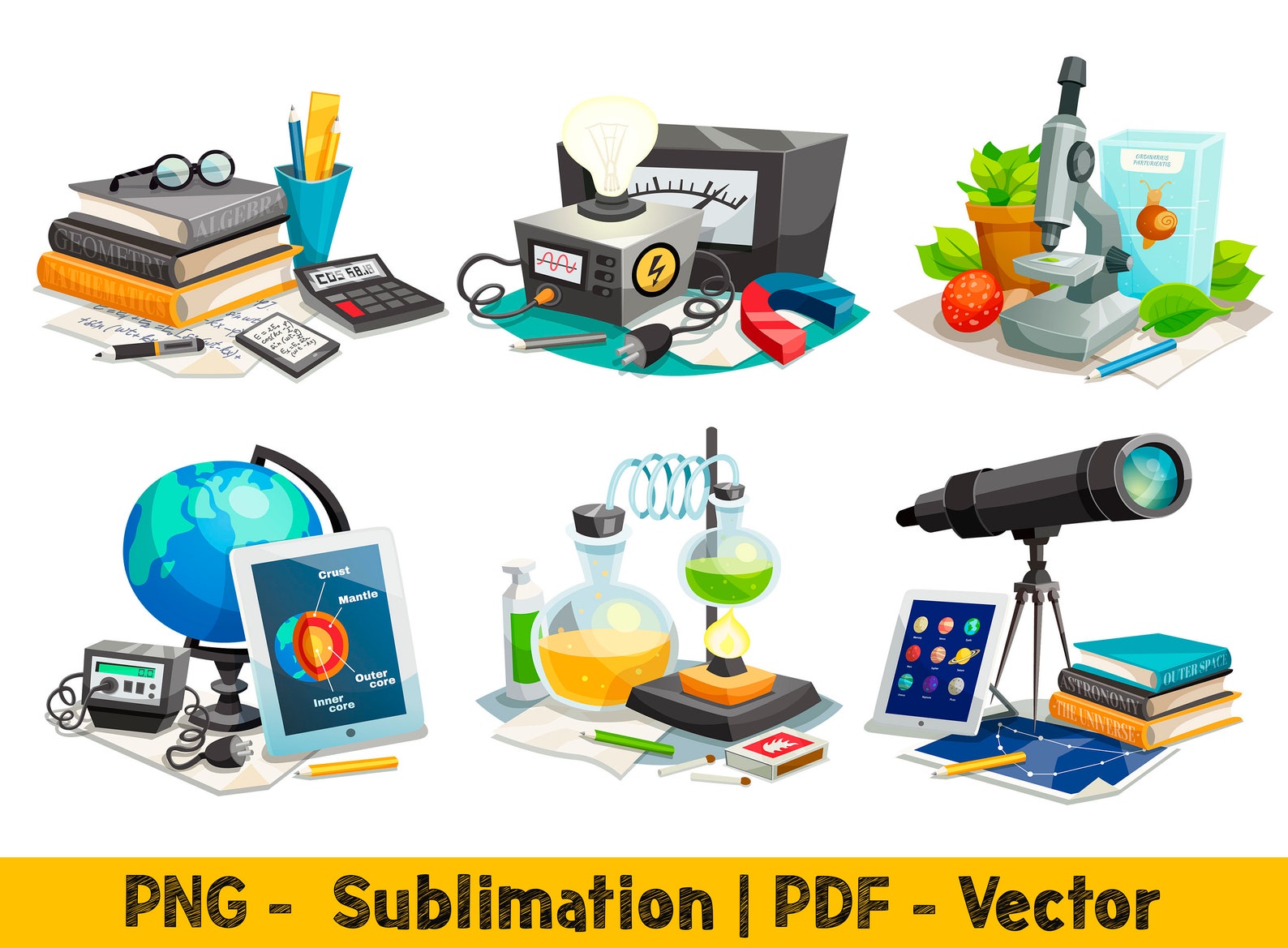 School Png Designs, School Clipart Png Bundle, School Supplies Png ...