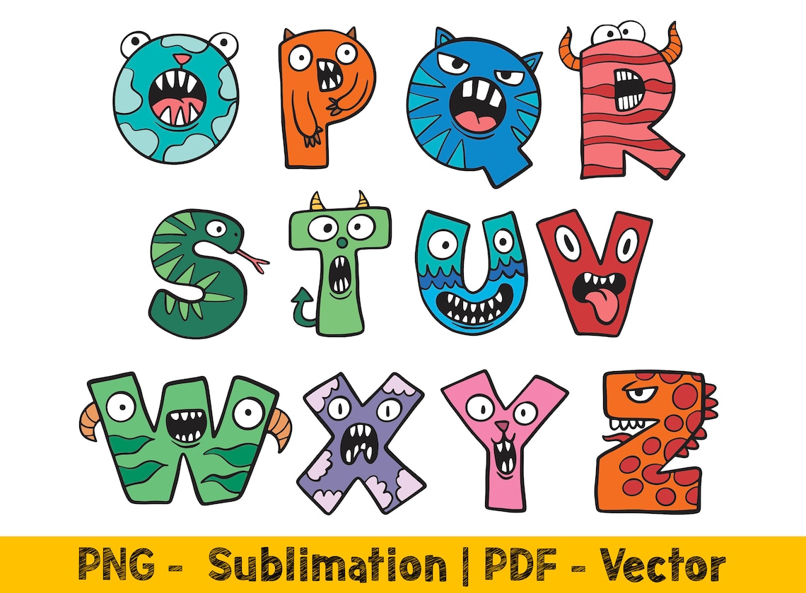 Digital Alphabet Clipart, Alphabet Letters, Halloween Fonts Sublimation ...