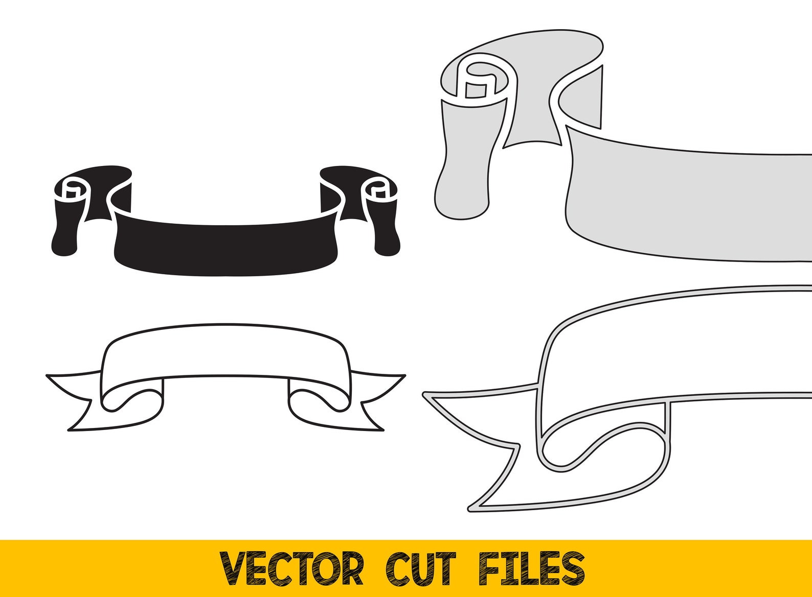 Banner SVG Cut Files: Ribbon Template Bundle (digital Download) - Etsy