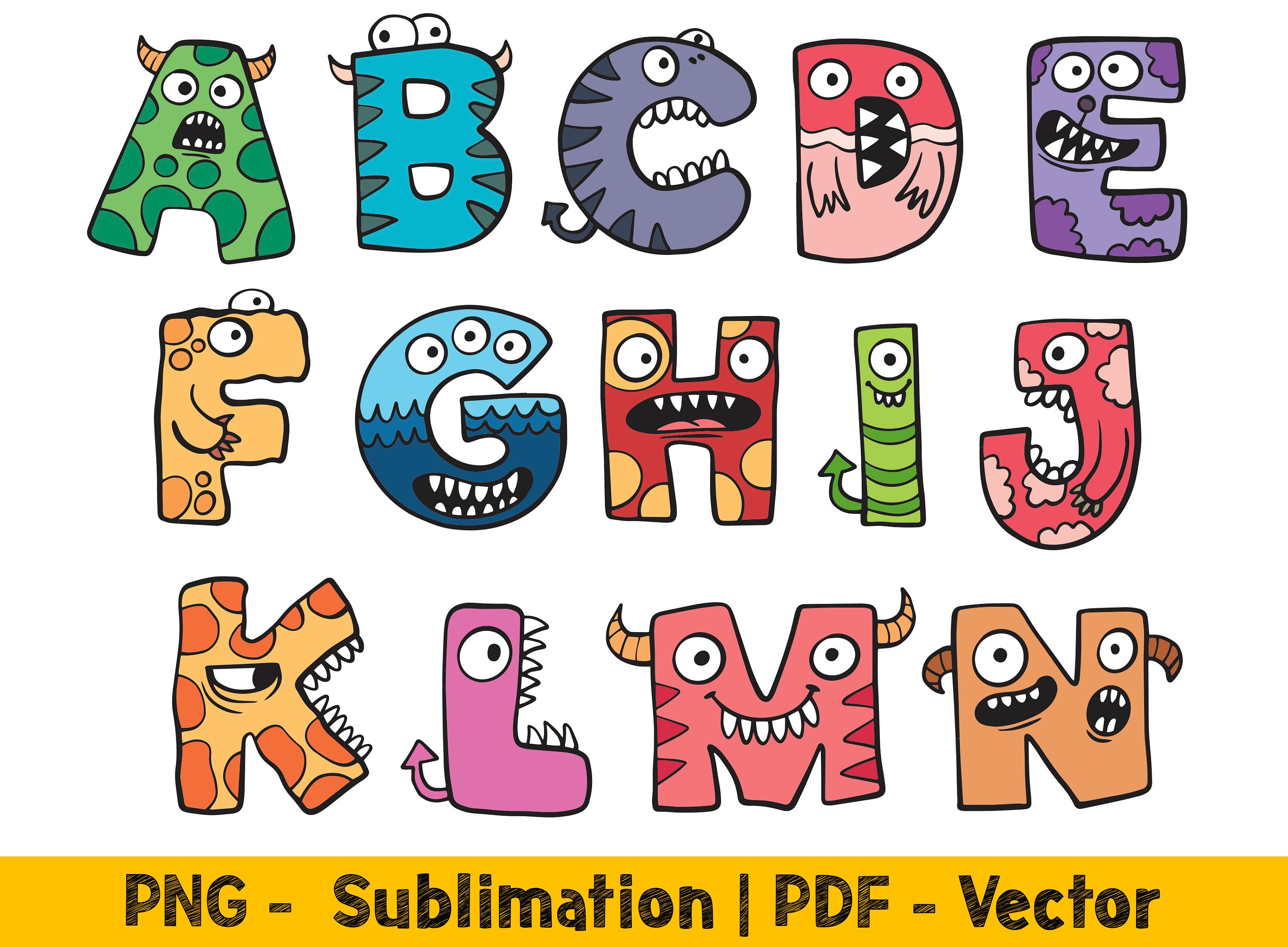 Digital Alphabet Clipart, Alphabet Letters, Halloween Fonts Sublimation ...