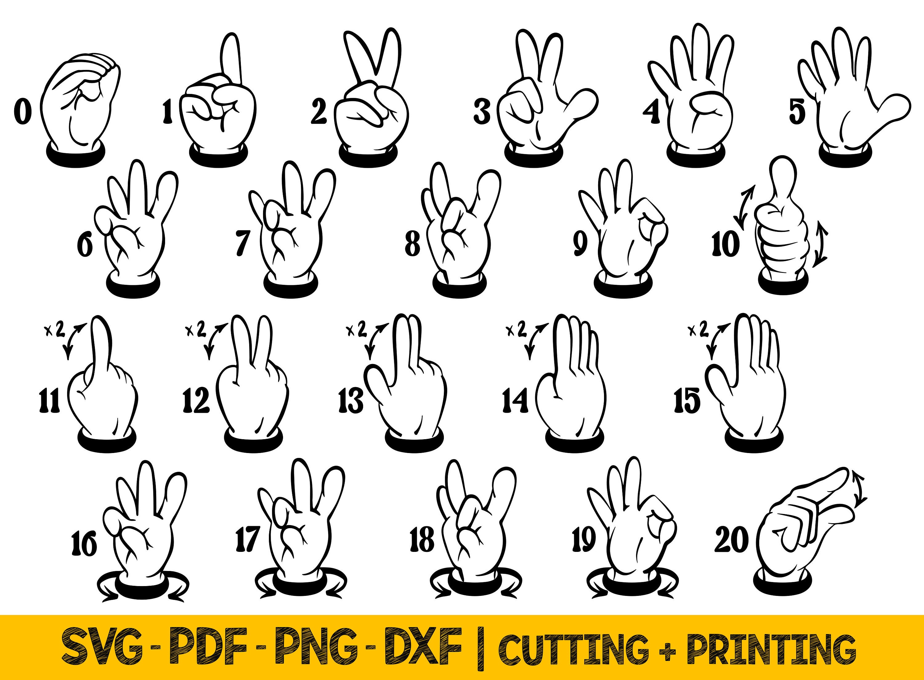 Asl Numbers Svg for Cricut, Sign Language Svg Files for Cricut, Vector ...