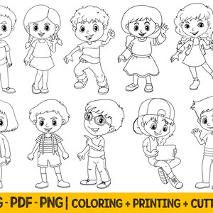 Coloring Kids Clipart Png, Hand Drawn Coloring Page, Kids Svg Outline ...
