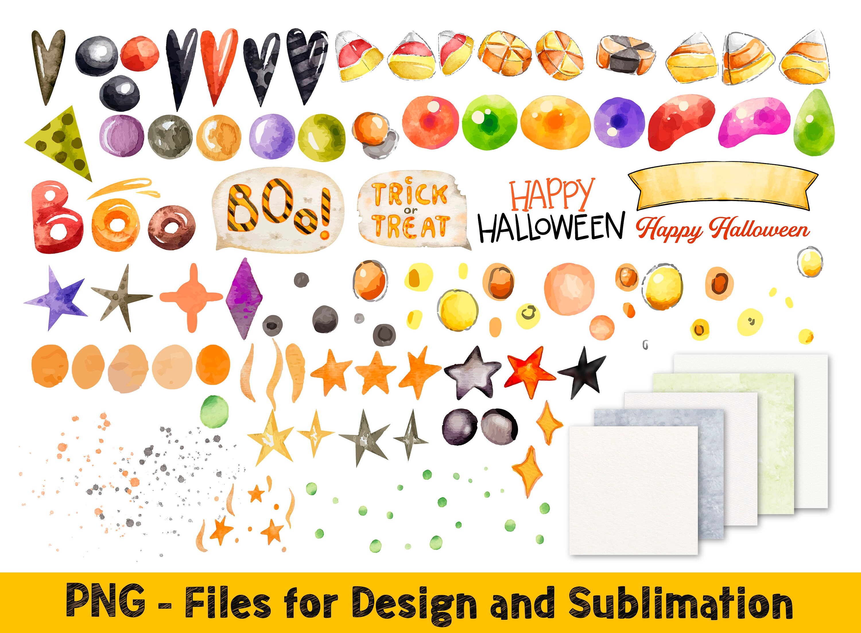 Halloween Png Bundle Kids Watercolor Halloween Clipart Png - Etsy