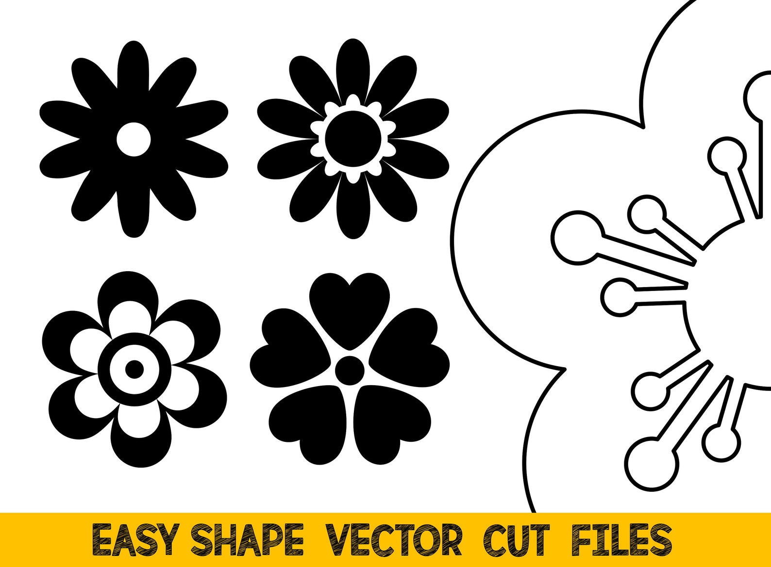 Simple Flower Svg Bundle, Daisy Svg Cut File, Boho Flowers Svg Files ...