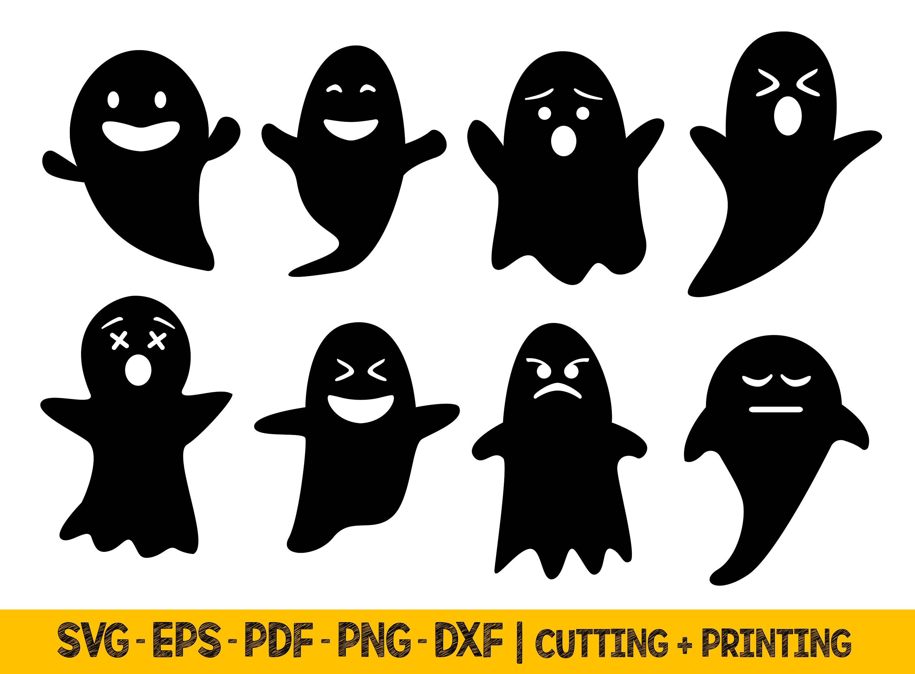 Cute Ghost Svg Bundle, Ghost Clipart Svg Files, Funny Halloween Svg for ...