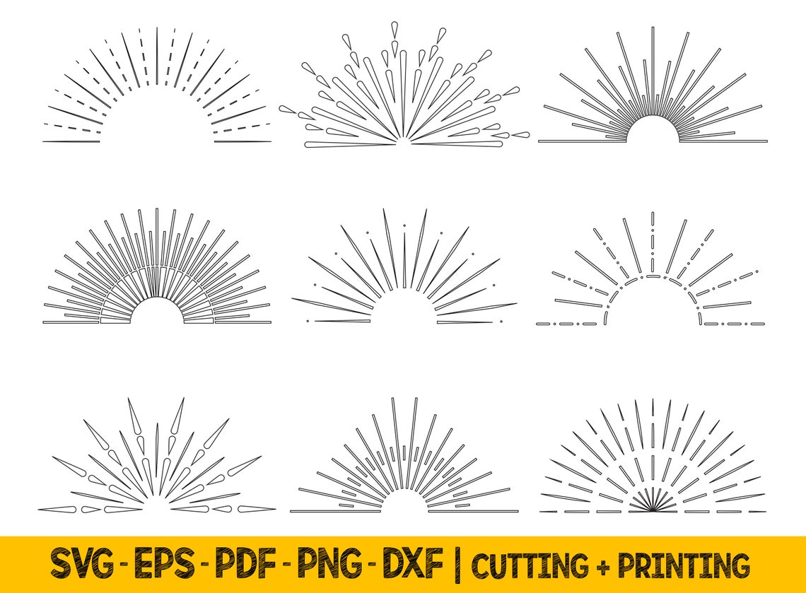 Sunshine Svg Cut Files, Sun Rays Svg Files for Cricut, Half Sun Svg Cut ...