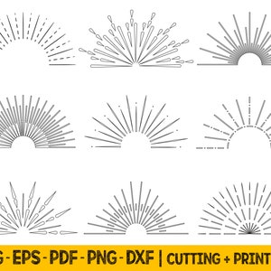 Sunshine Svg Cut Files, Sun Rays Svg Files for Cricut, Half Sun Svg Cut ...