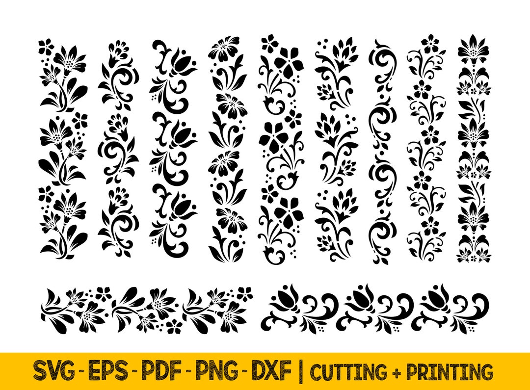 Flower Border Svg Files for Cricut, Wedding Flowers Svg Cricut Files ...