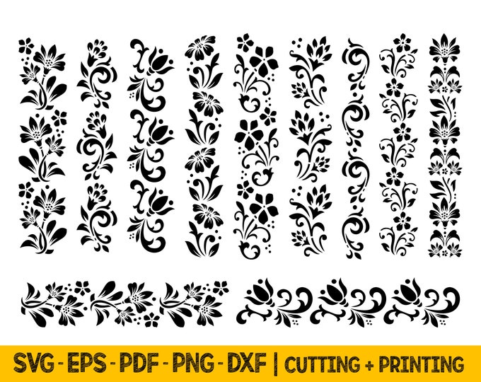 Flowers SVG File, Flower Border SVG, Flower Cut File, Line Divider Svg ...