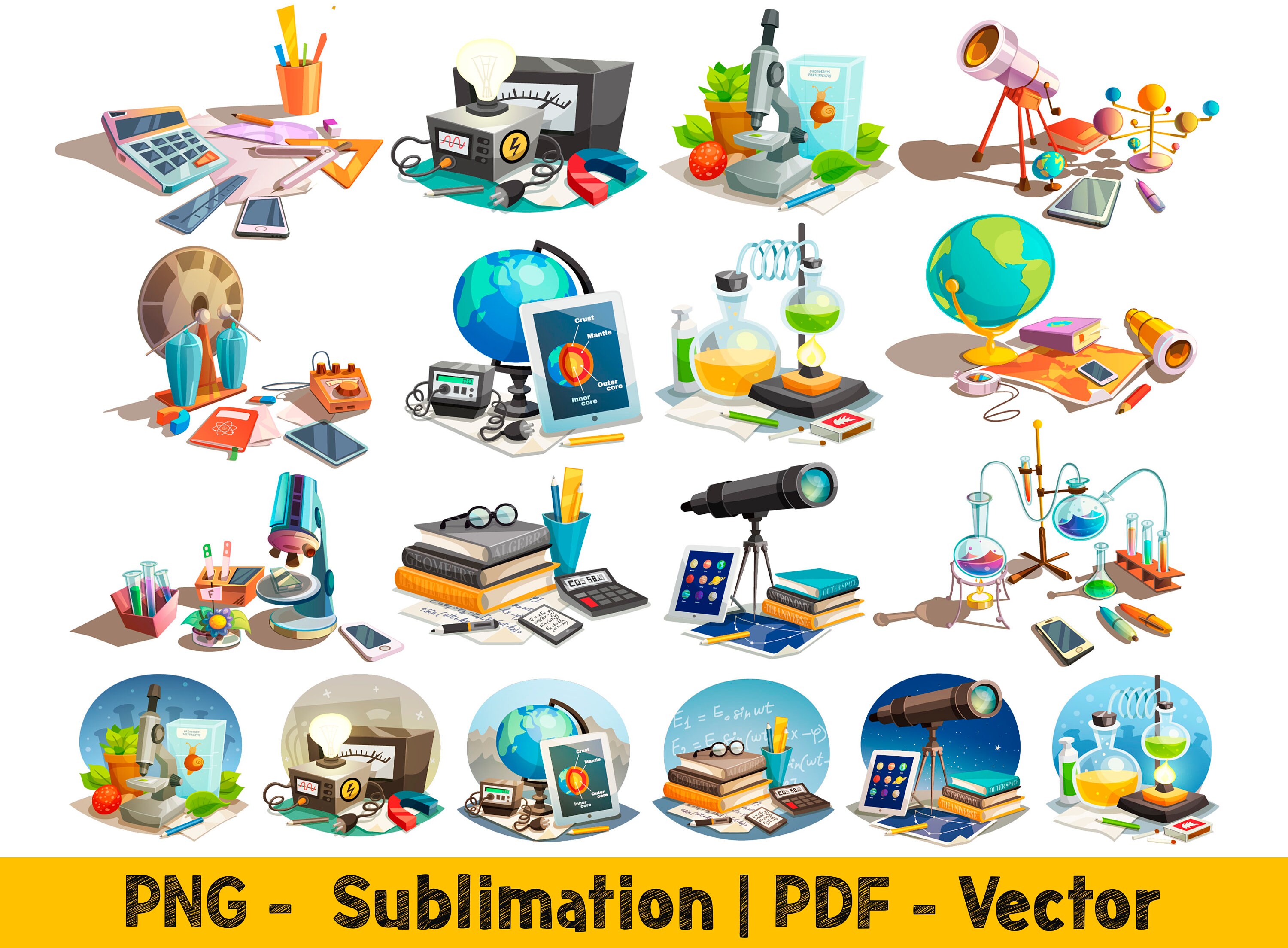 School Png Designs, School Clipart Png Bundle, School Supplies Png ...