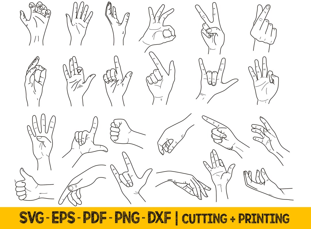Hands Svg Files for Cricut, Hand Svg Cricut Bundle, Hand Signs Svg for ...