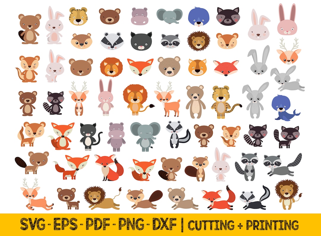 Cute Animal Clipart Png Instant Download, Animal Sublimation Png Files ...