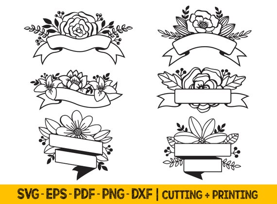 Floral Banner Svg Files for Cricut Vintage Ribbon Banner Svg - Etsy