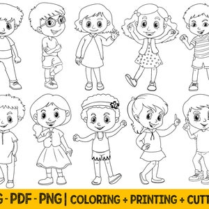Coloring Kids Clipart Png, Hand Drawn Coloring Page, Kids Svg Outline ...