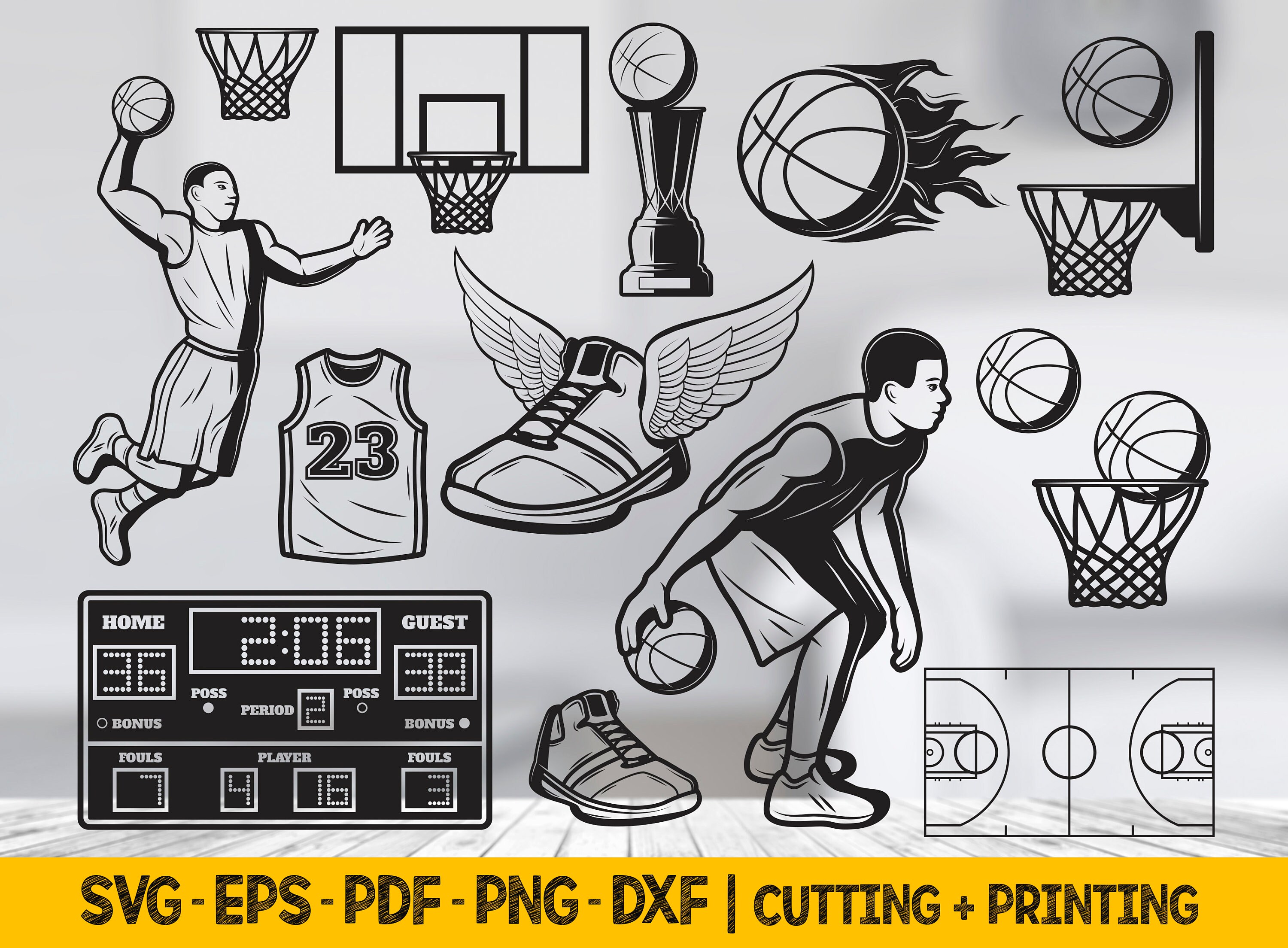 Baloncesto Clipart Svg, Archivos svg de baloncesto para Cricut ...