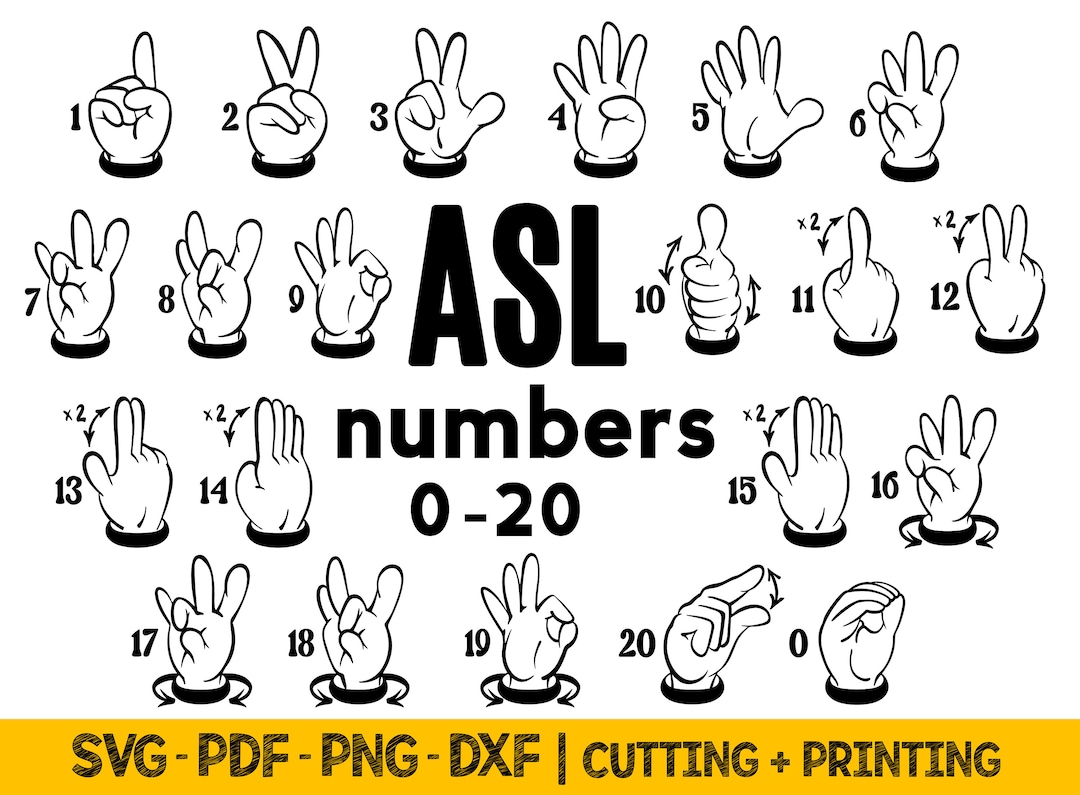 Asl Numbers Svg for Cricut, Sign Language Svg Files for Cricut, Vector ...