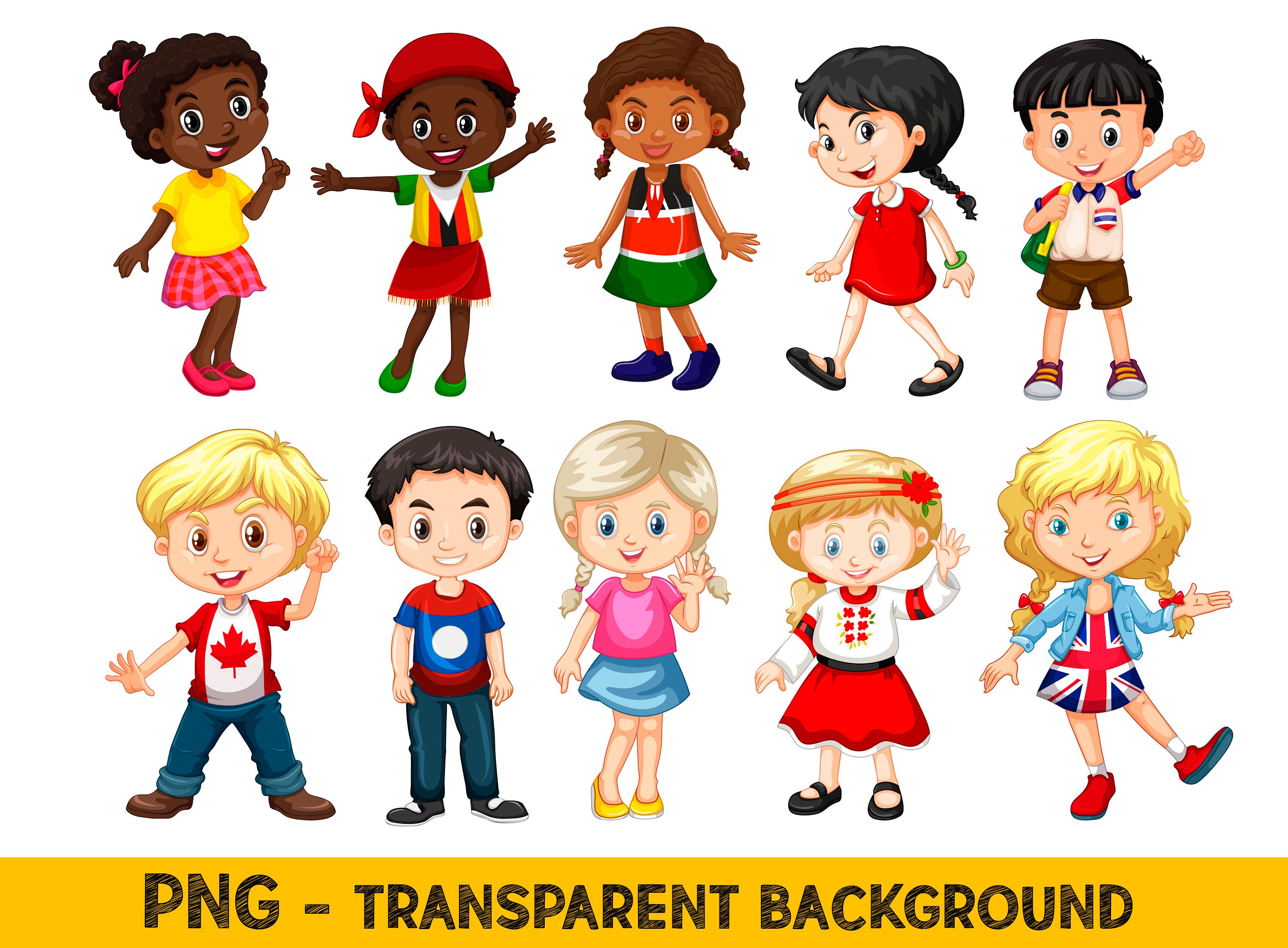 Kids Clipart Png Designs, Children Clipart Png Files, Multicultural ...