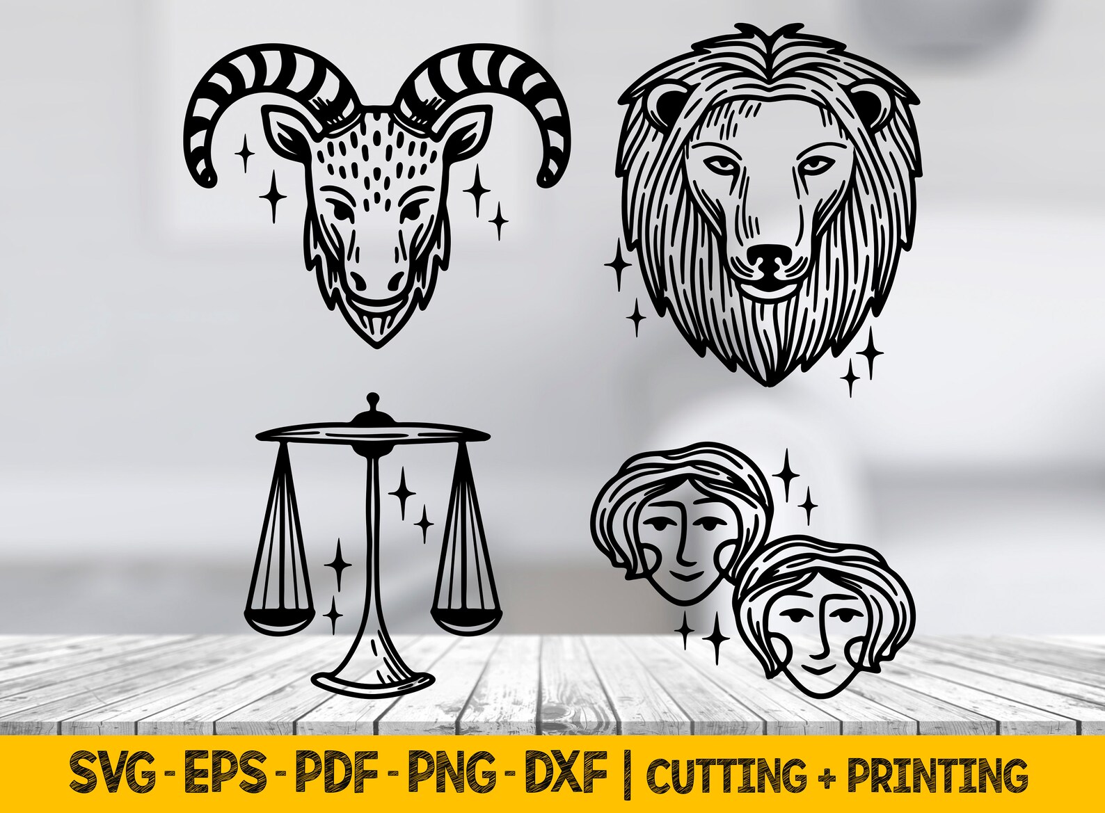 Zodiac Signs Svg Files for Cricut, Icons Zodiac Svg Bundle, Astrology ...