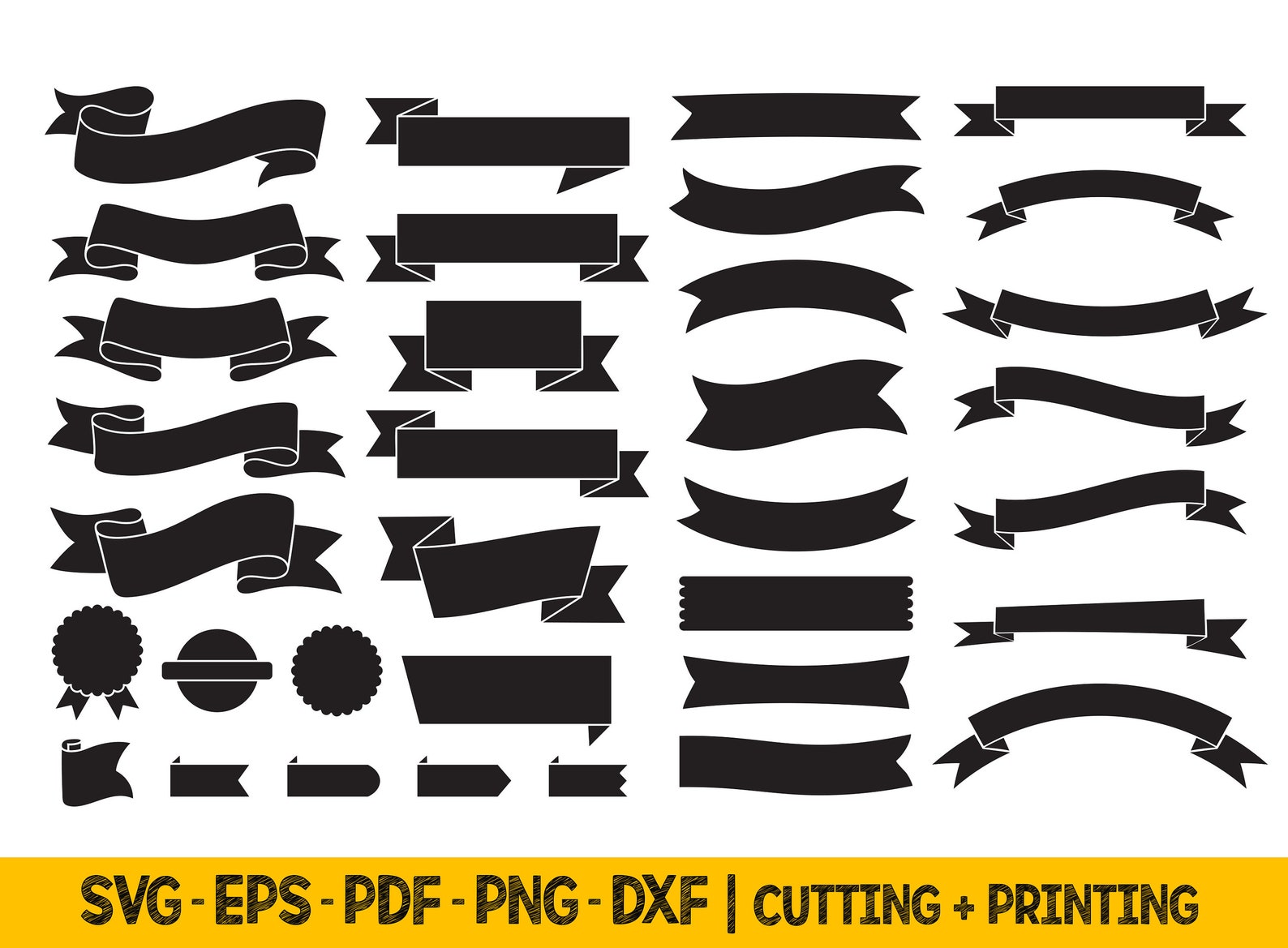 Banner SVG Cut Files: Ribbon Template Bundle (digital Download) - Etsy