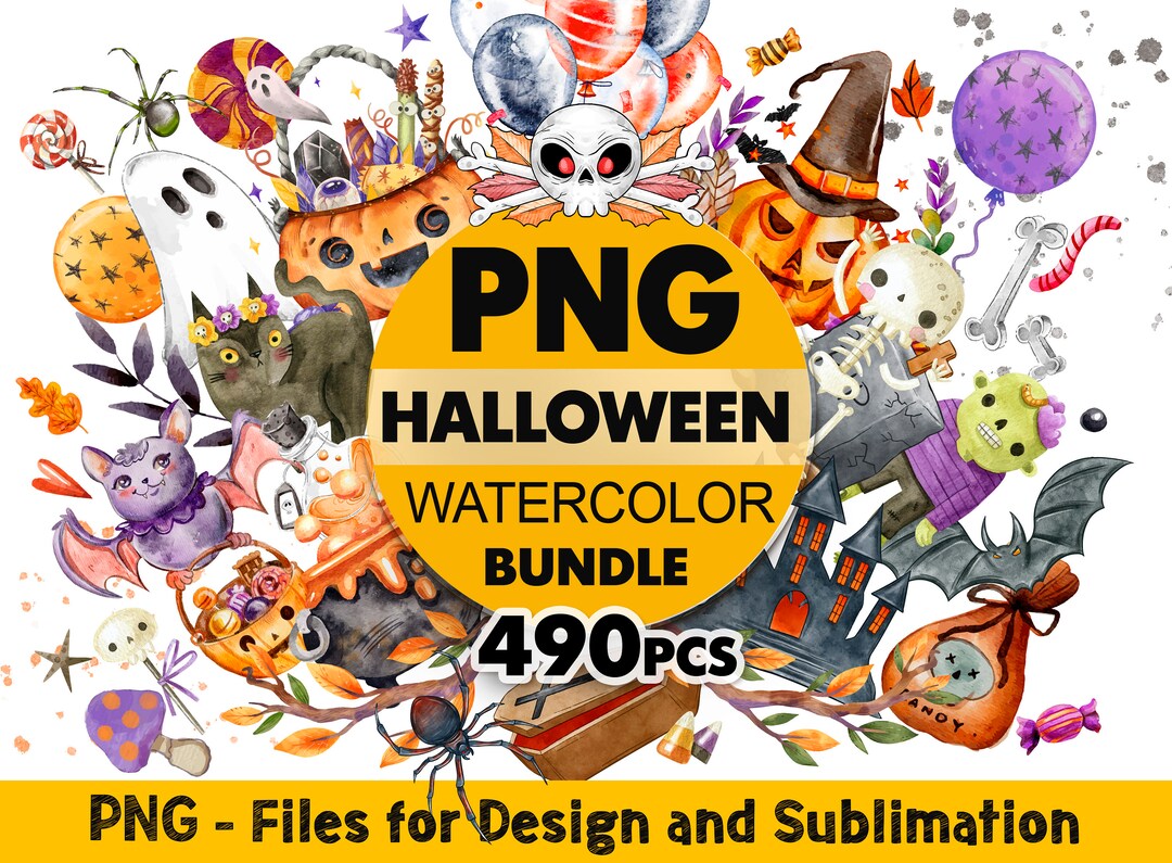Halloween Png Bundle Kids Watercolor Halloween Clipart Png - Etsy