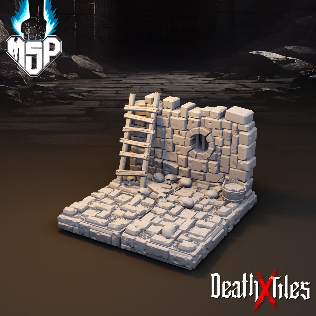 Dungeon Tile Wall With Ladder - Deathxtiles - 3D Printed Tabletop ...
