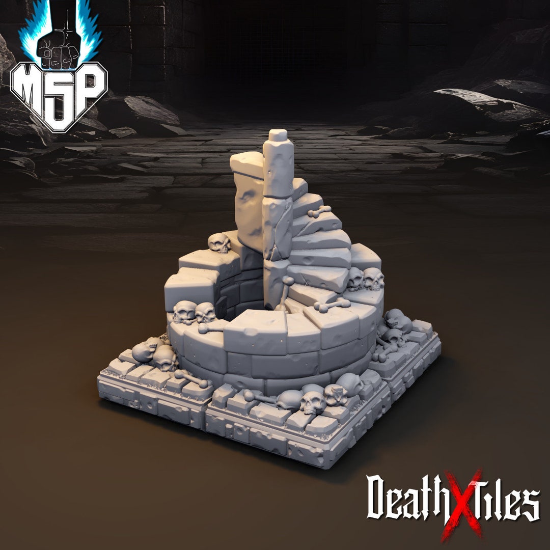 Dungeon Tile Spiral Stairs - Deathxtiles - 3D Printed Tabletop Terrain ...