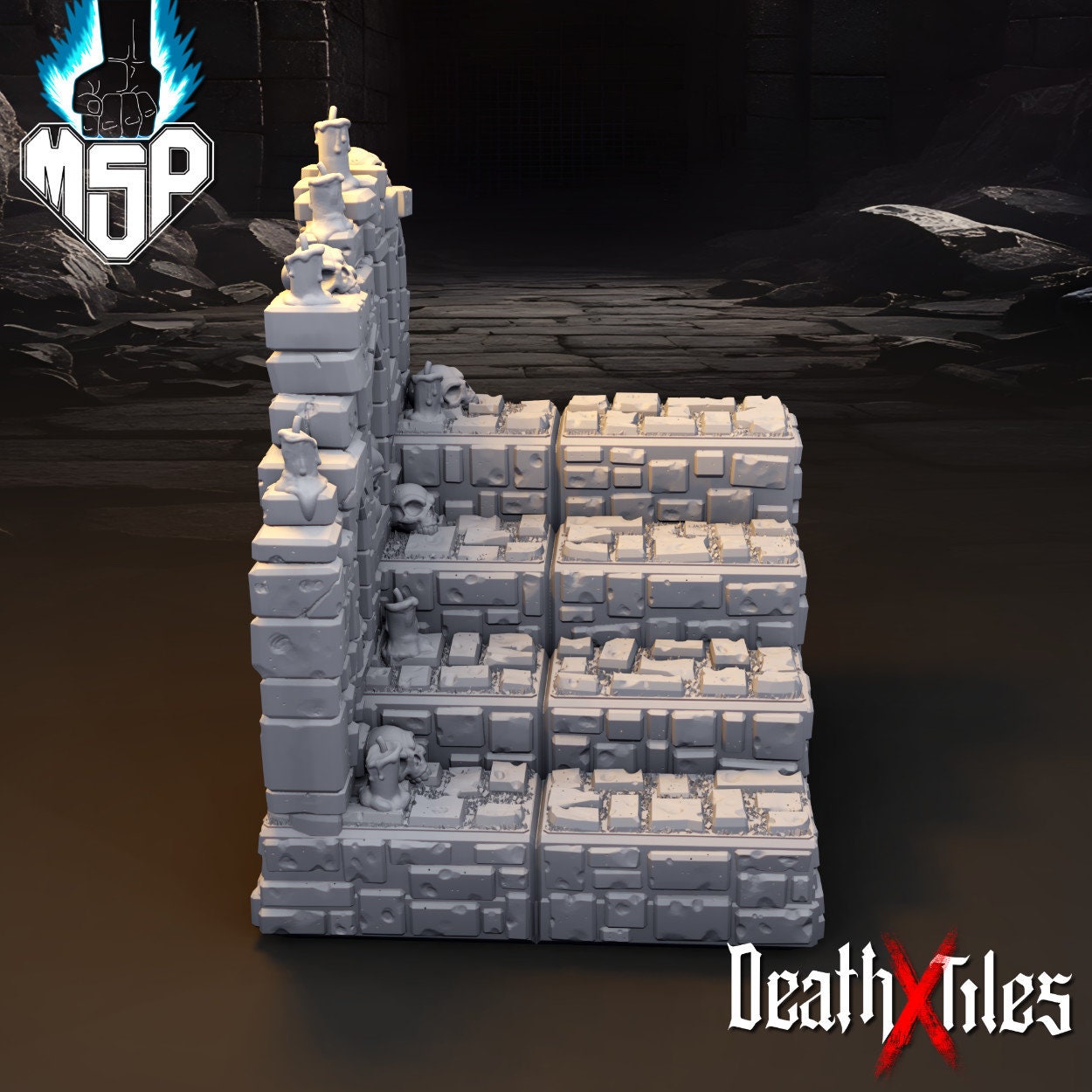 Dungeon Tile Stairs With Skulls - Deathxtiles - 3D Printed Tabletop ...
