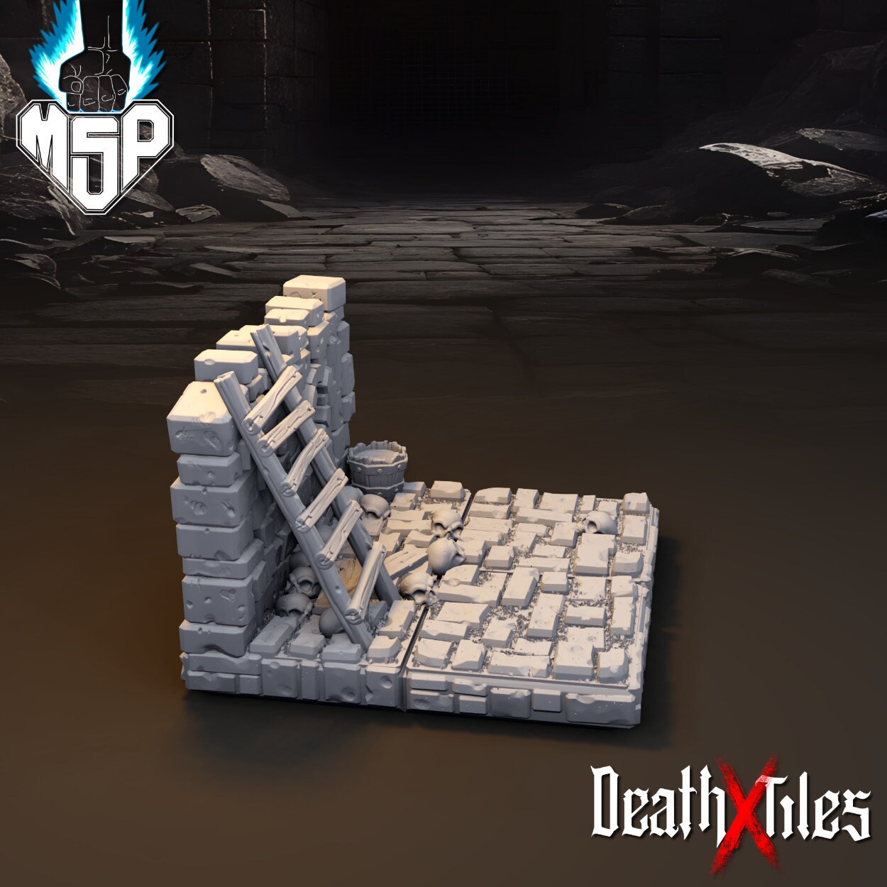 Dungeon Tile Wall With Ladder - Deathxtiles - 3D Printed Tabletop ...