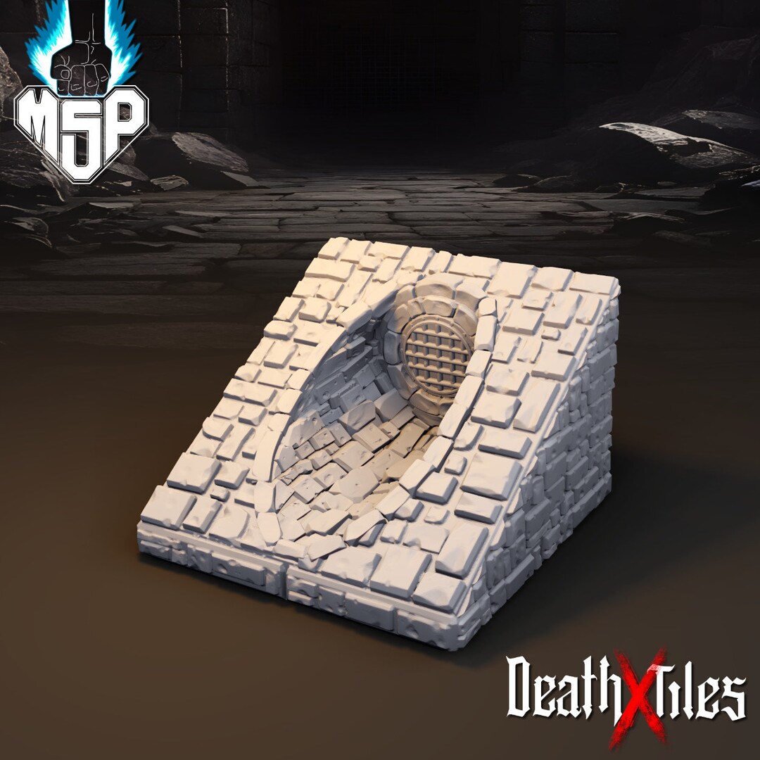 Dungeon Tile Diagonal Drain- Deathxtiles - 3D Printed Tabletop Terrain ...