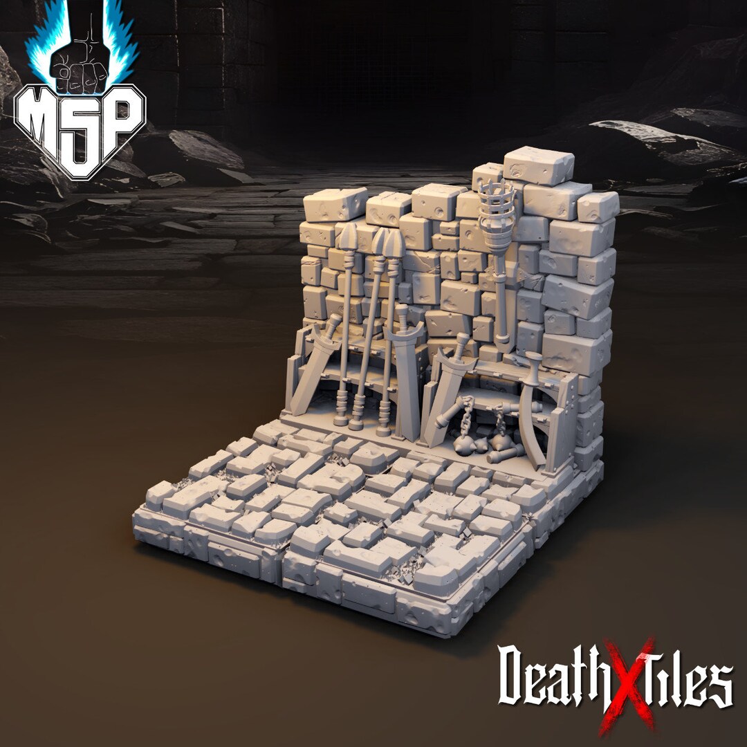 Dungeon Tile Wall With Weapon Rack - Deathxtiles - 3D Printed Tabletop ...