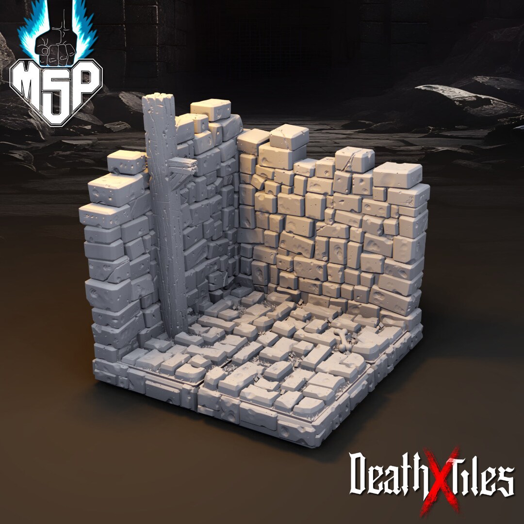 Dungeon Tile Corner With Beam - Deathxtiles - 3D Printed Tabletop ...