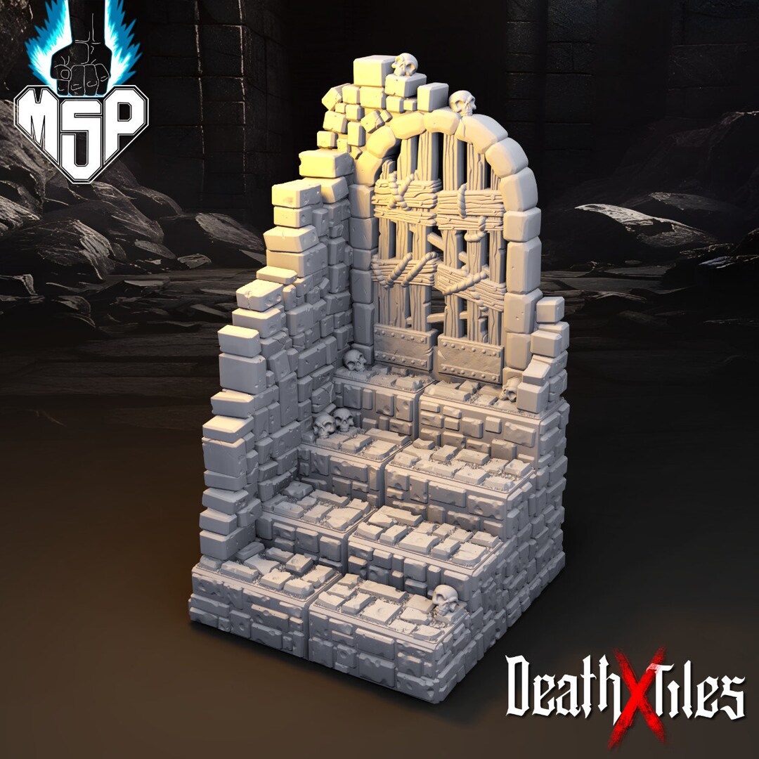 Dungeon Tile Stairs With Door - Deathxtiles - 3D Printed Tabletop ...