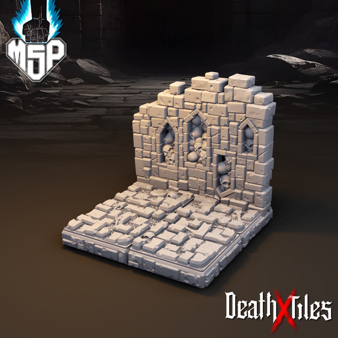 Dungeon Tile Wall With Windows and Skulls - Deathxtiles - 3D Printed ...