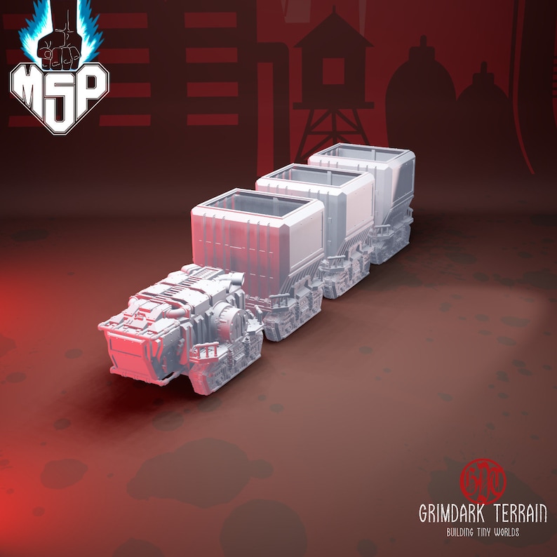 Titanicus Civitas Land Train With Cargo - Grimdark Terrain - 3D Printed Miniature - Sci-fi ...