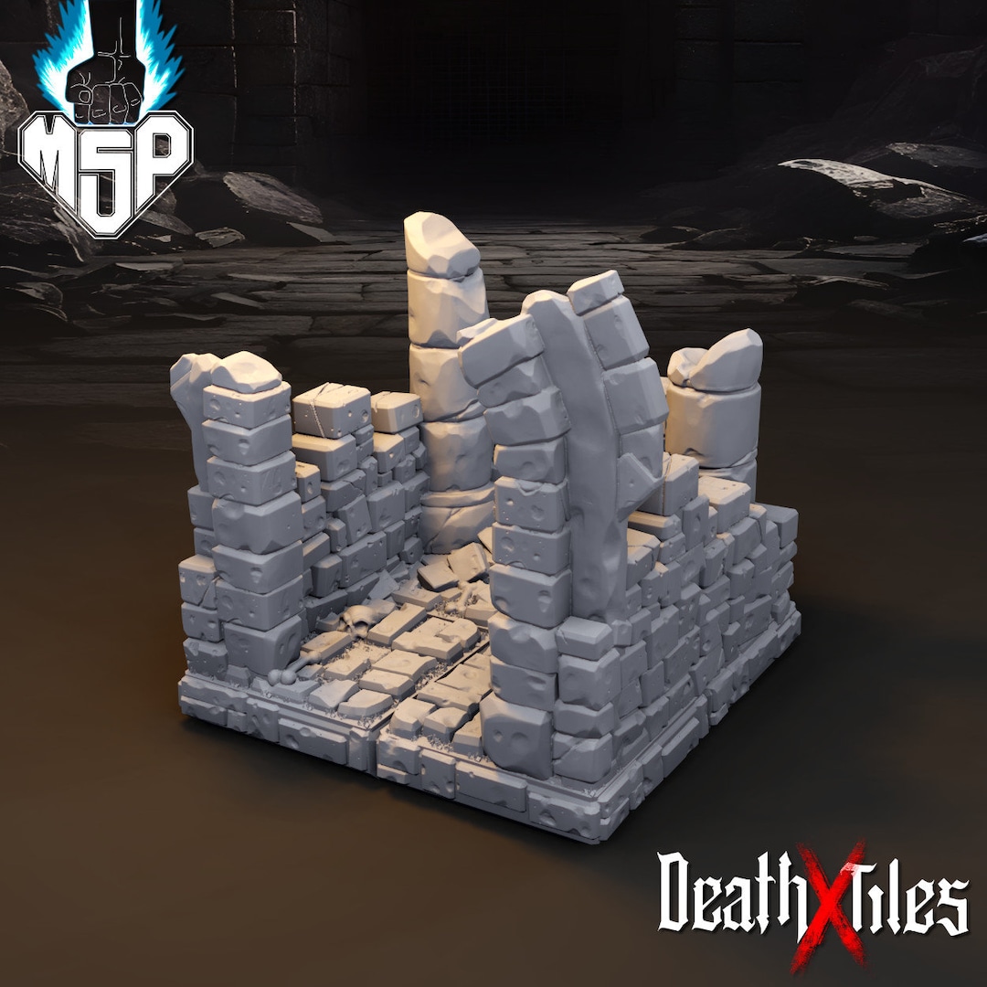 Dungeon Tile Hallway End Colums - Deathxtiles - 3D Printed Tabletop ...