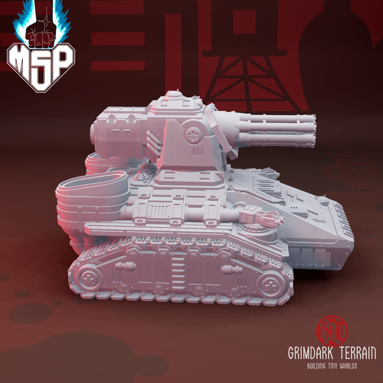 Ordinatus Crodax Gatling Gun GrimDark Terrain Miniature imprimée en 3D ...