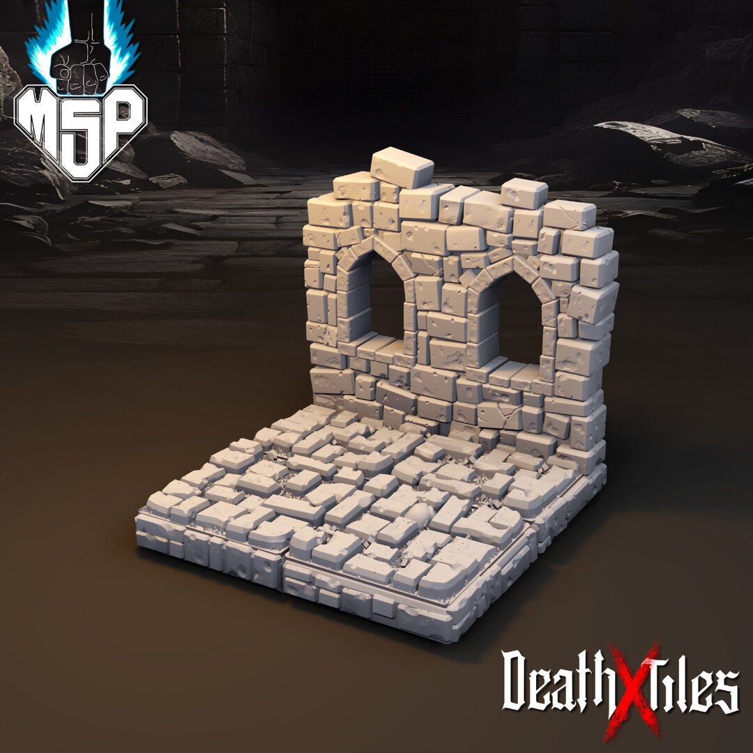 Dungeon Tile Wall With Double Window - Deathxtiles - 3D Printed ...