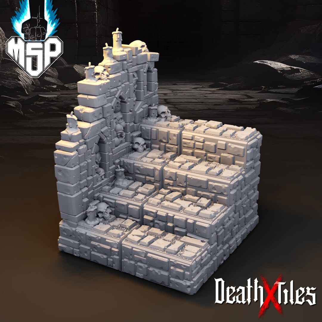 Dungeon Tile Stairs With Skulls - Deathxtiles - 3D Printed Tabletop ...