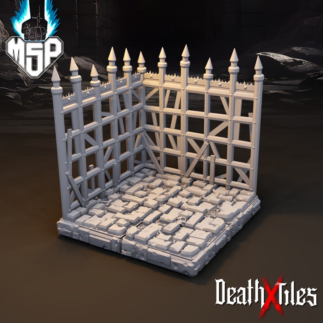Dungeon Tile Metal Cage Corner - Deathxtiles - 3D Printed Tabletop ...