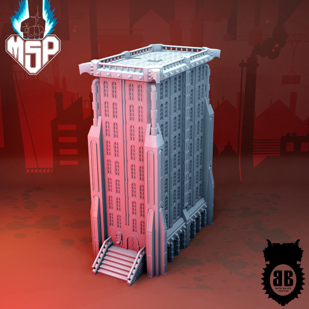 Alpha Hab Tower Double 1 - Bits Blitz Designs - 6/8 Mm - 3D Printed ...