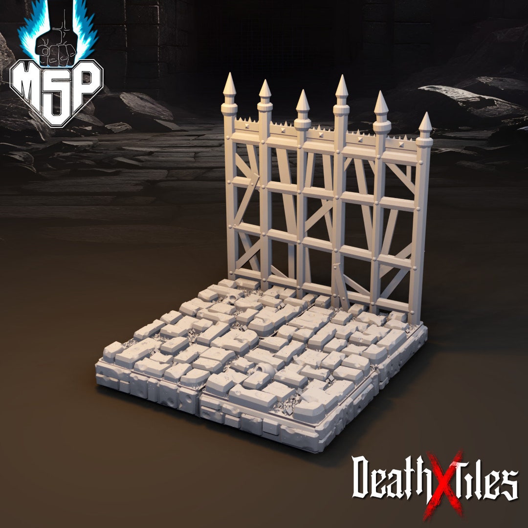 Dungeon Tile Metal Cage Wall - Deathxtiles - 3D Printed Tabletop ...