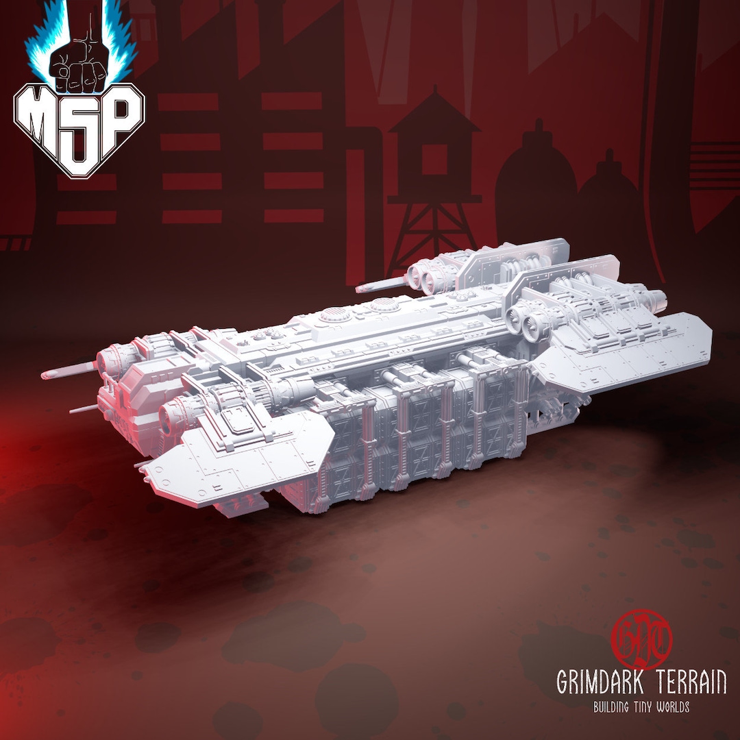 Samson Freighter With Cargo - Grimdark Terrain - 3D Printed Miniature - Sci-fi - Industrial - 6/ ...