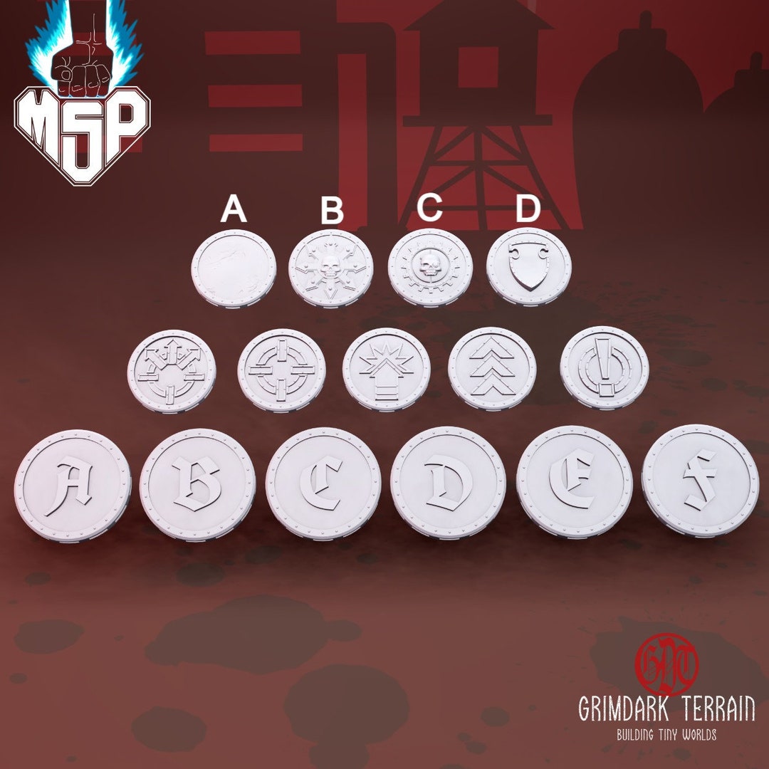Order Token Set 55 Tokens 6 Objectives Grimdark Terrain 3D Printed Miniature Sci-fi Industrial 6 ...