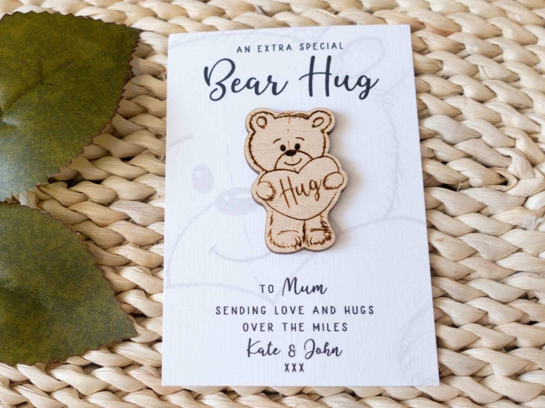 Wooden Bear Hug Token | Cute Pocket Hug or Letterbox Thinking of You ...